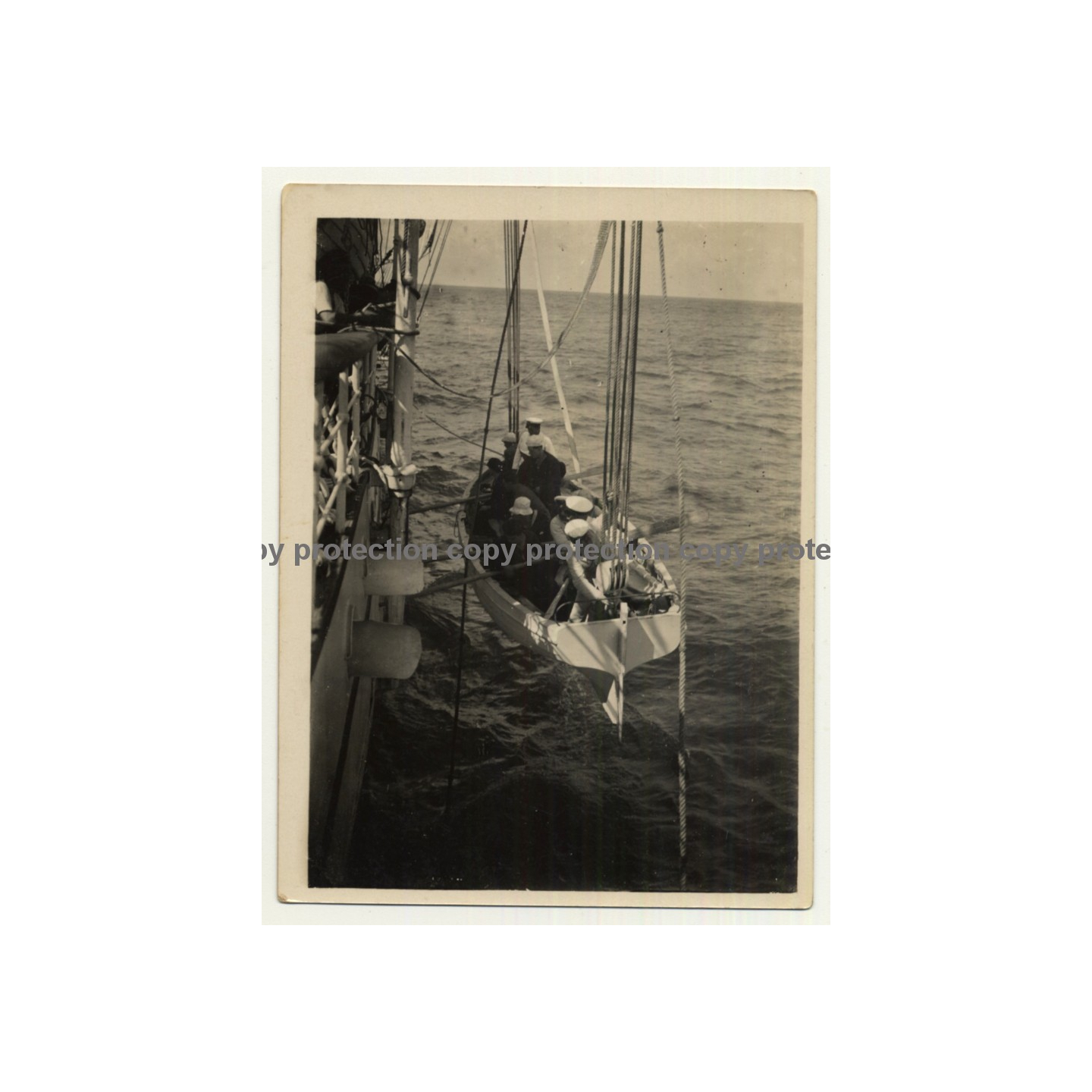 Begian School-Ship L'Avenir *9 / Lower Dinghy Into Water (Vintage Photo ...