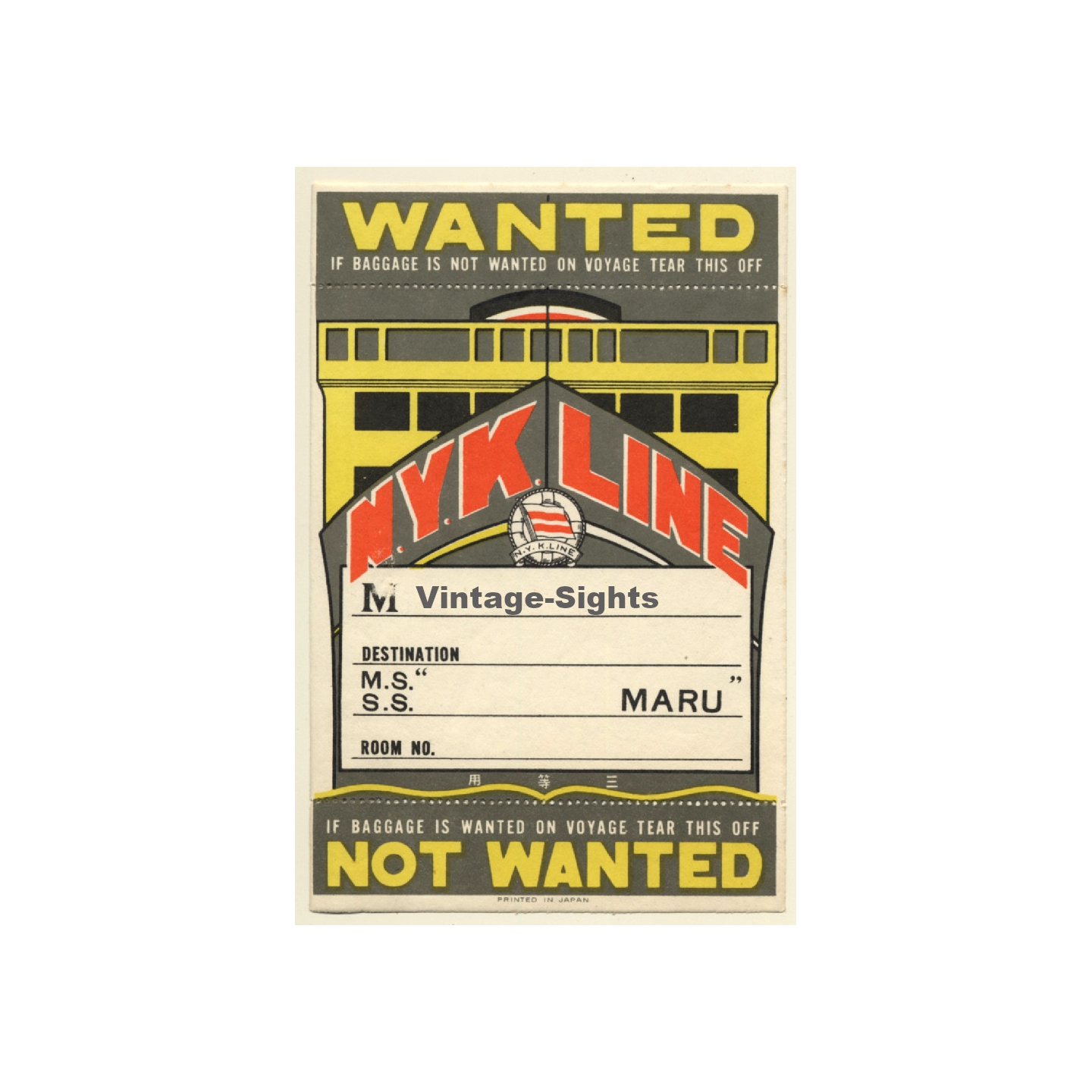 N.Y.K. Line: M.S. Maru - Nippon Yusen Kaisha (Vintage Shipping Line Label)