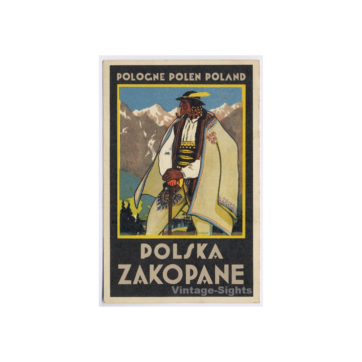 Zakopane / Poland: Shepherd In Traditional Garb - Pipe (Vintage PC 1920s)