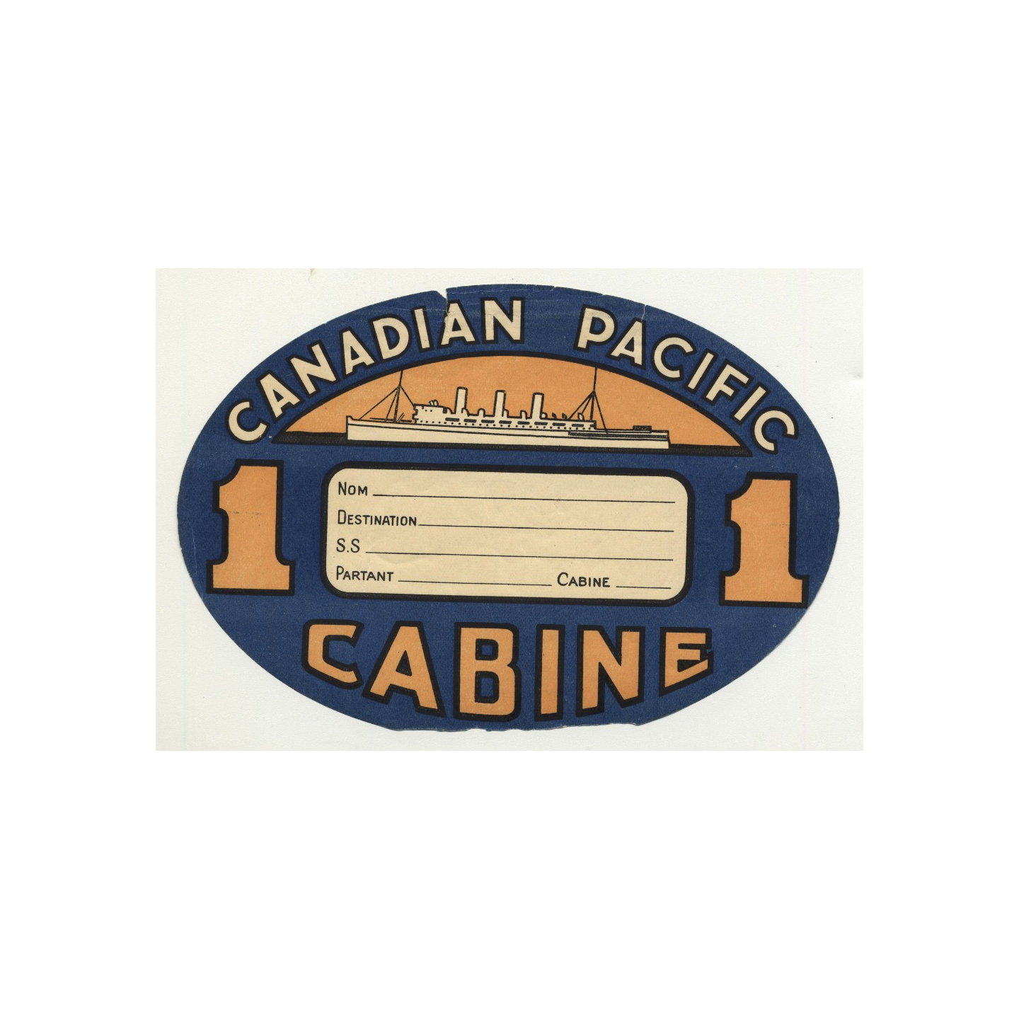 Canadian Pacific - Cabine - 1st Class (Vintage Shipping Line Luggage Label)