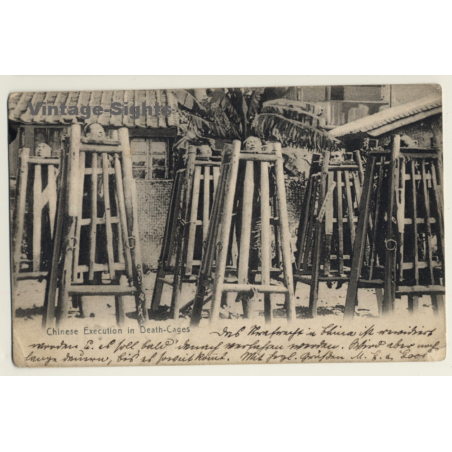 Chinese Execution In Death-Cages / Prisoners (Vintage PC 1909)