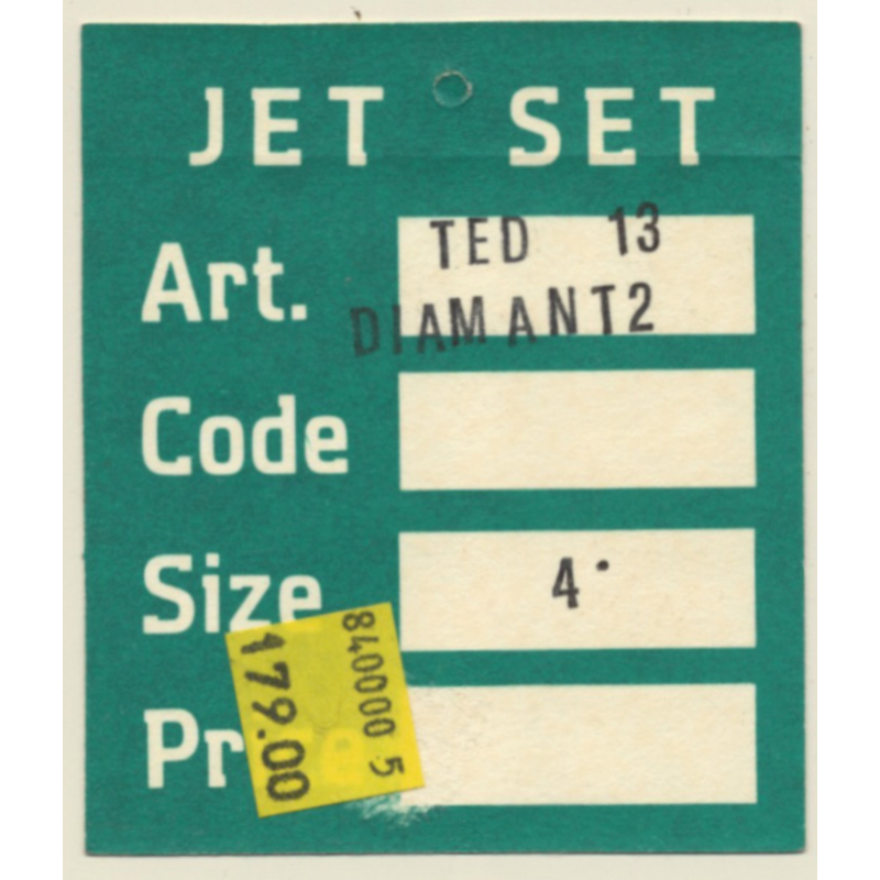 Vintage Jet Set Fashion Label Sticker / Decal - Yellow (Switzerland 1980s)