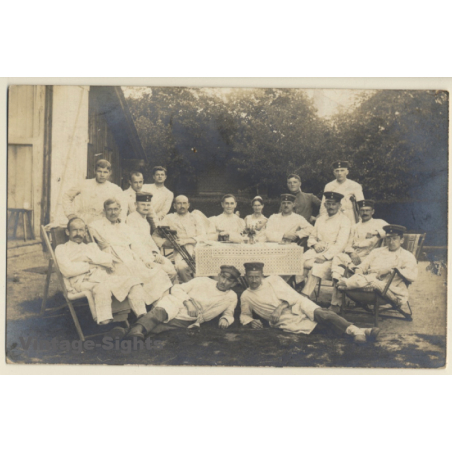 Group Of German War Invalids & Nurses WW1 / Amputee (Vintage RPPC 1910s)