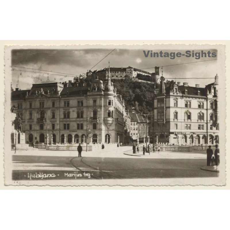 Ljubljana - Laibach / Slovenia: Manjin trg (Vintage RPPC 1933)